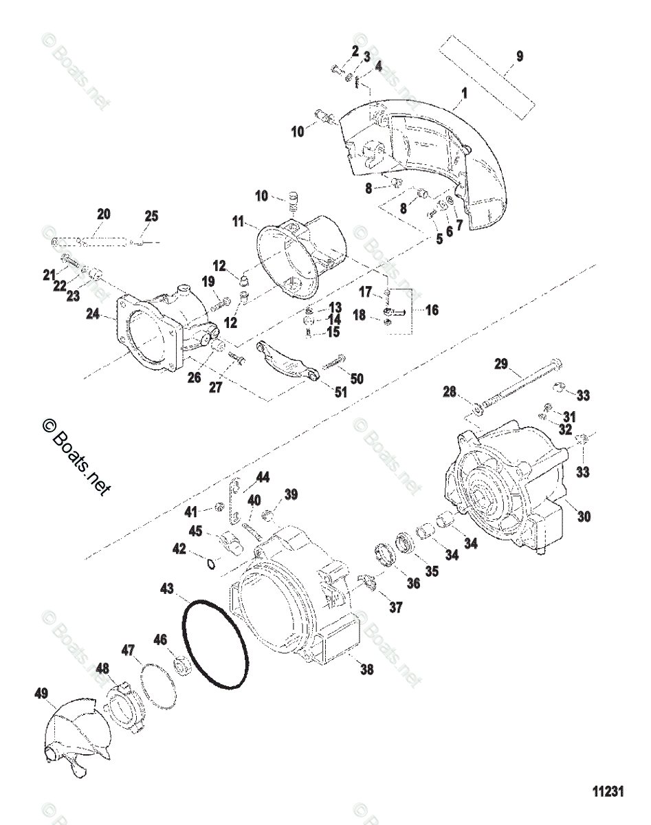 Mercury Sportjet Jet Drive 120HP OEM Parts Diagram for NOZZLE/RUDDER ...