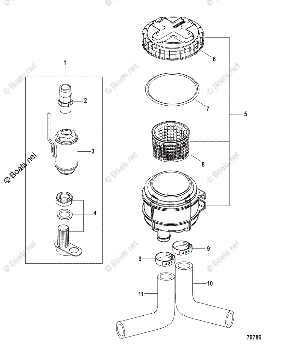 Mercruiser Inboard Diesel Engines OEM Parts Diagram for Seawater Filter ...