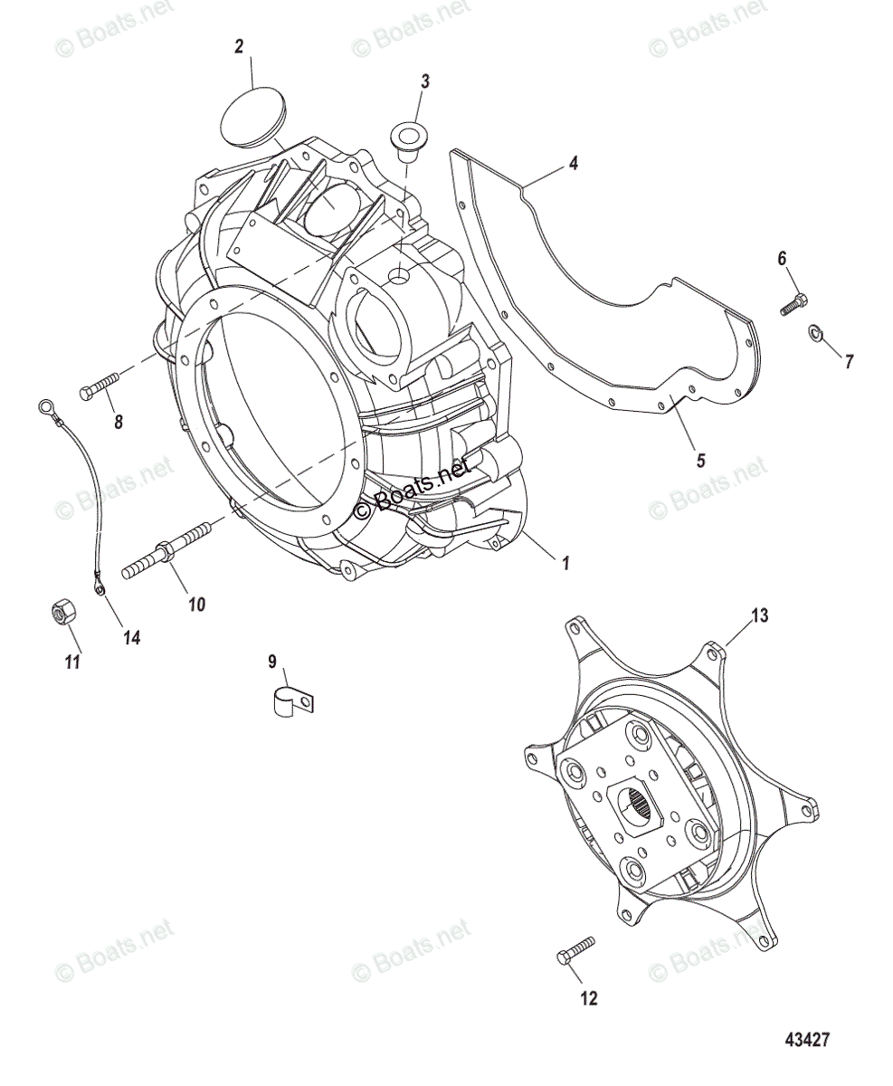 Mercruiser Inboard Gas Engines OEM Parts Diagram for Flywheel Housing ...