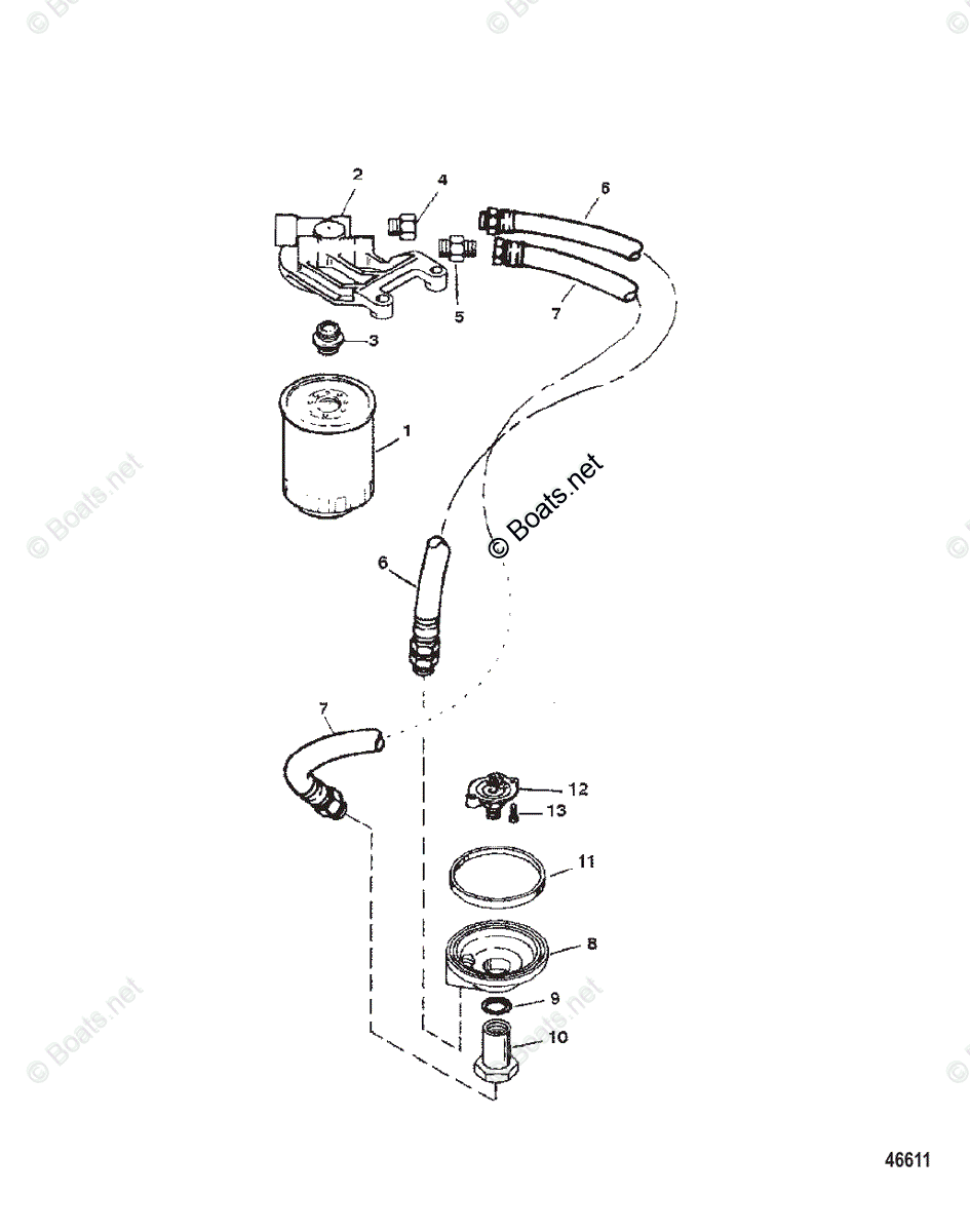 Mercruiser Inboard Gas Engines OEM Parts Diagram for Oil Filter and ...