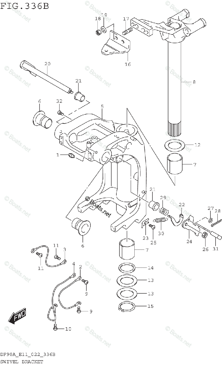 Suzuki Outboard 2022 OEM Parts Diagram for SWIVEL BRACKET ((DF70A DF80A DF90A DF100B):022 ...