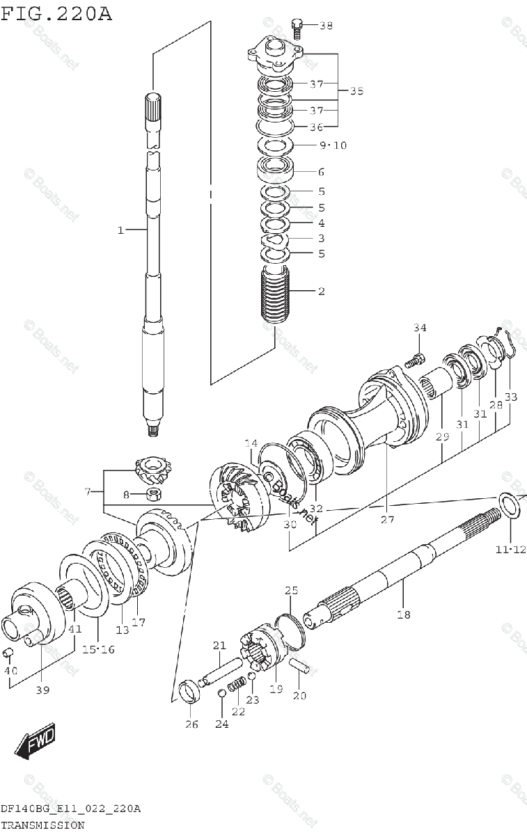 Suzuki Outboard 2022 OEM Parts Diagram for TRANSMISSION (DF115BG ...