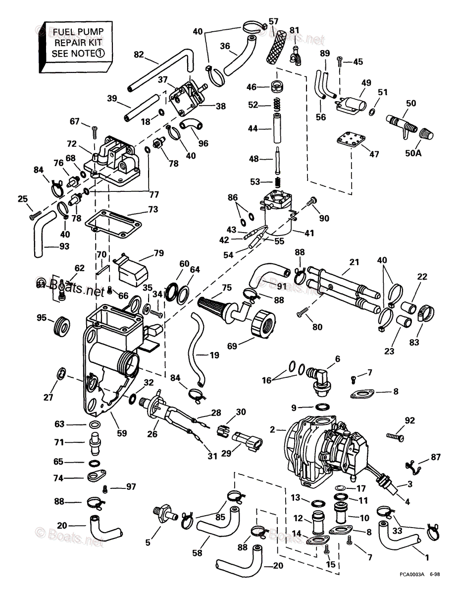Johnson Outboard 1999 OEM Parts Diagram for FUEL BRACKET & COMPONENTS ...