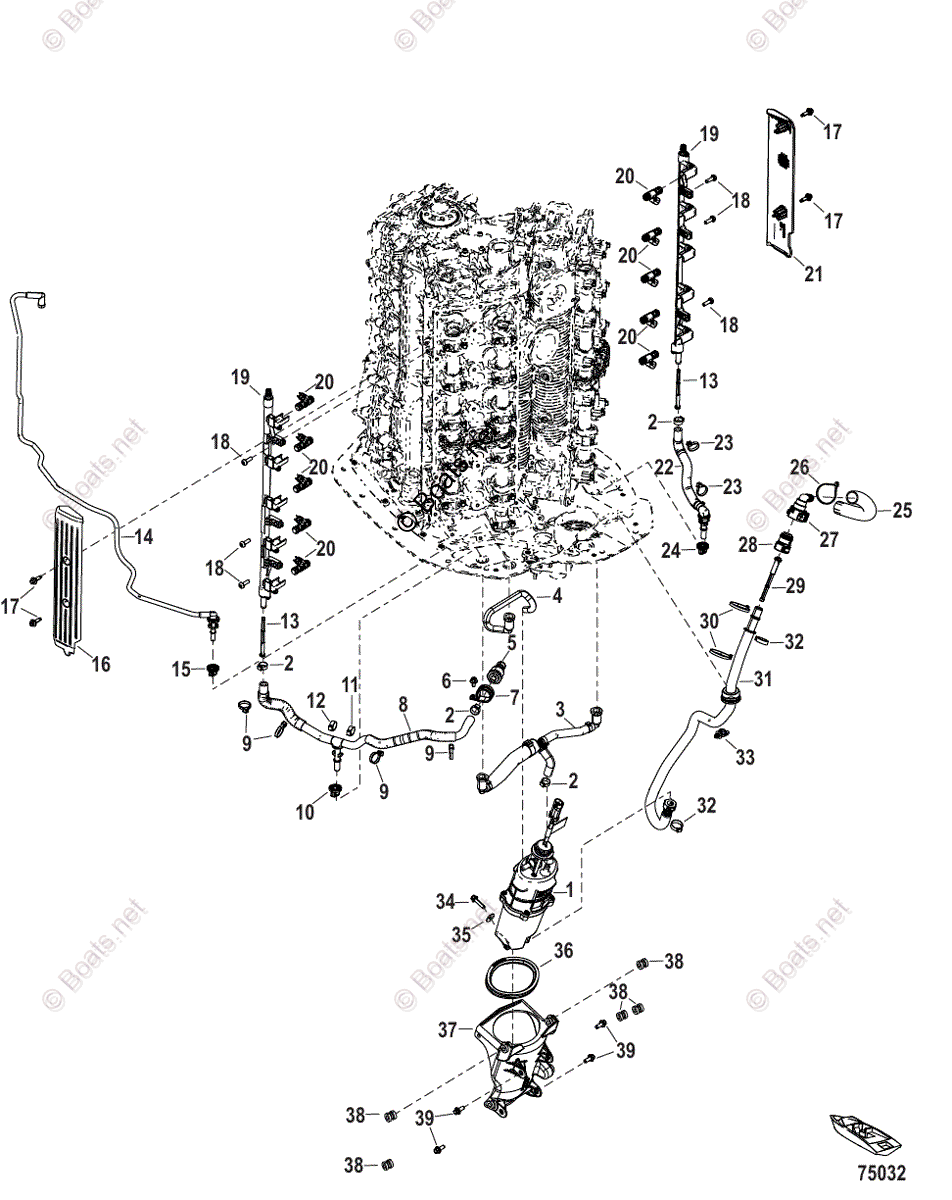 Mercury Outboard 400HP OEM Parts Diagram for Fuel System | Boats.net