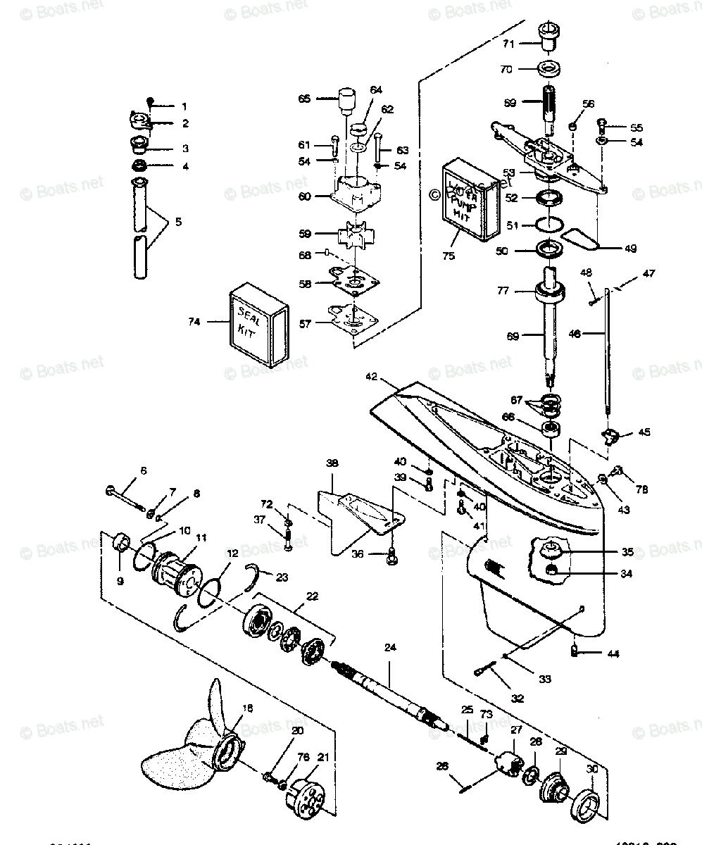 Force Outboard 1989 OEM Parts Diagram for Gear Housing | Boats.net