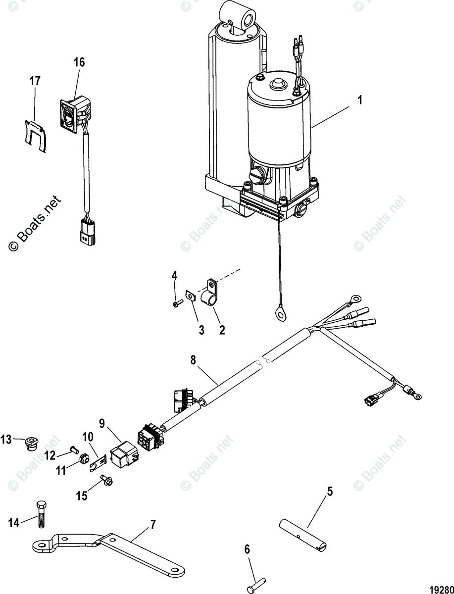 Mercury Outboard 40HP OEM Parts Diagram for Power Trim Kit, 830150A11 ...