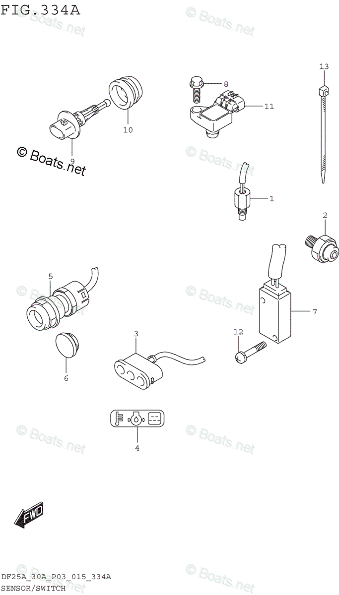 Suzuki Outboard 2015 OEM Parts Diagram for SENSOR/SWITCH (DF25A P03 ...