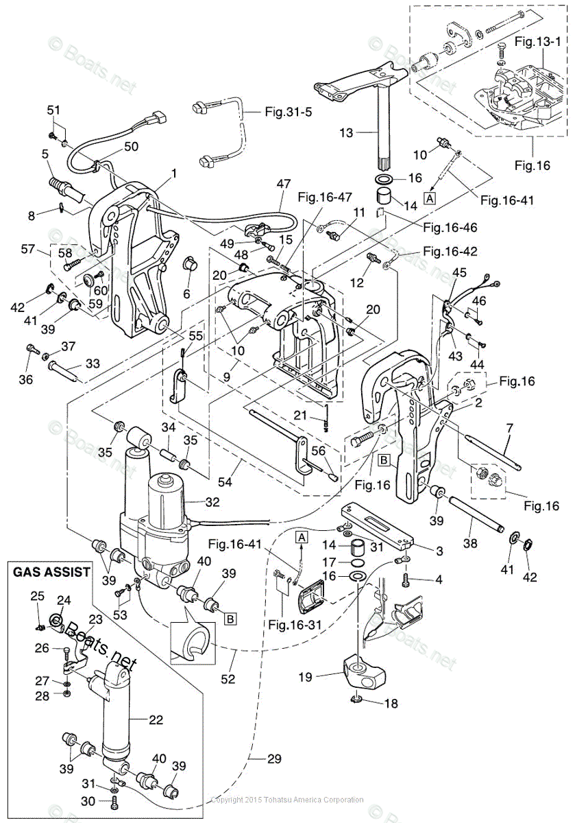 Tohatsu Outboard 2013 OEM Parts Diagram for BRACKET (2) POWER TRIM ...