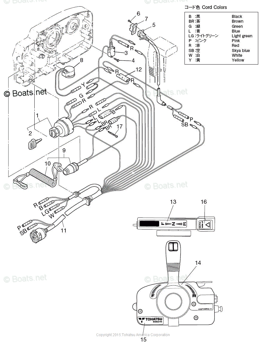 Tohatsu Outboard 2010 OEM Parts Diagram for COMPONENT PARTS OF REMOTE ...