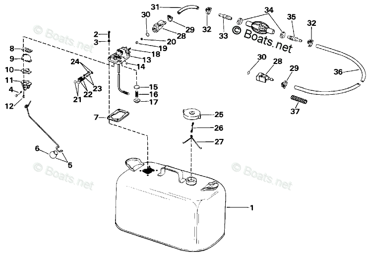 OMC Quiet Rider 90HP OEM Parts Diagram for FUEL TANK | Boats.net