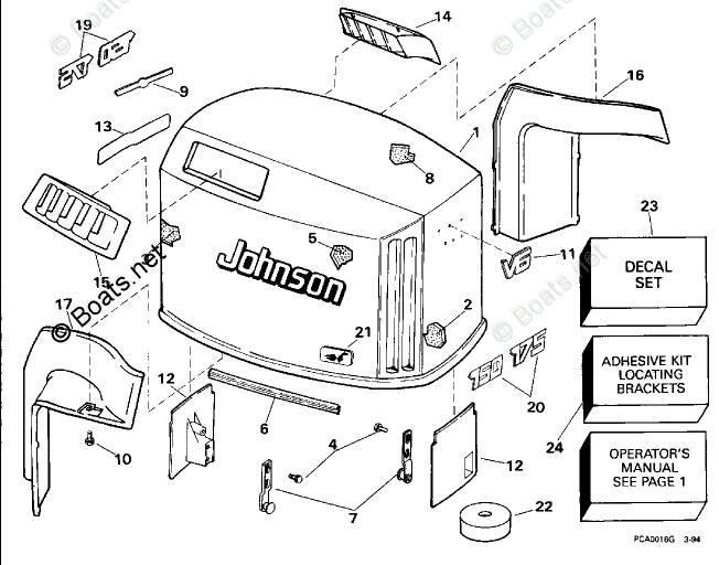 OMC Quiet Rider 150HP OEM Parts Diagram for Engine Cover - Johnson ...