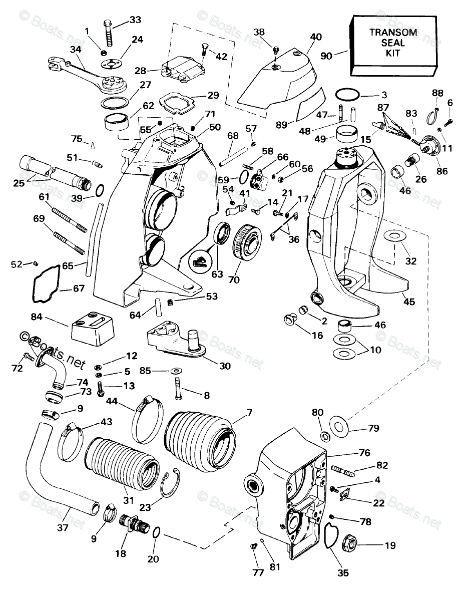 OMC Sterndrive 7.40L 454 CID V8 OEM Parts Diagram for Transom Mount ...