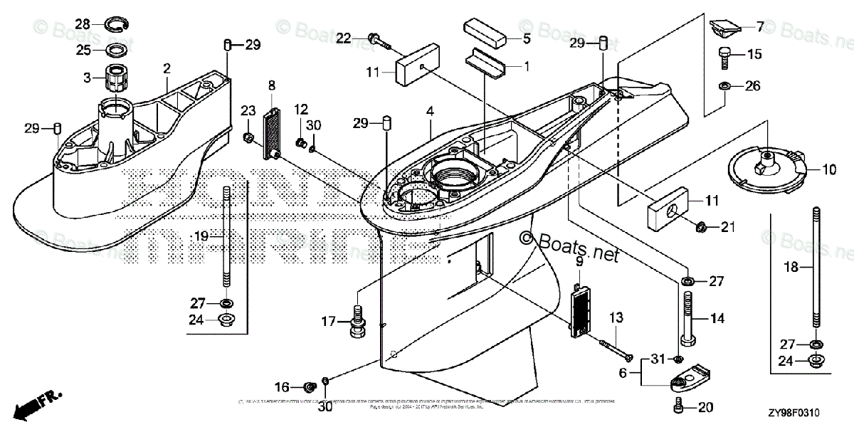 Honda Outboard 2007 And Later OEM Parts Diagram for GEAR CASE | Boats.net