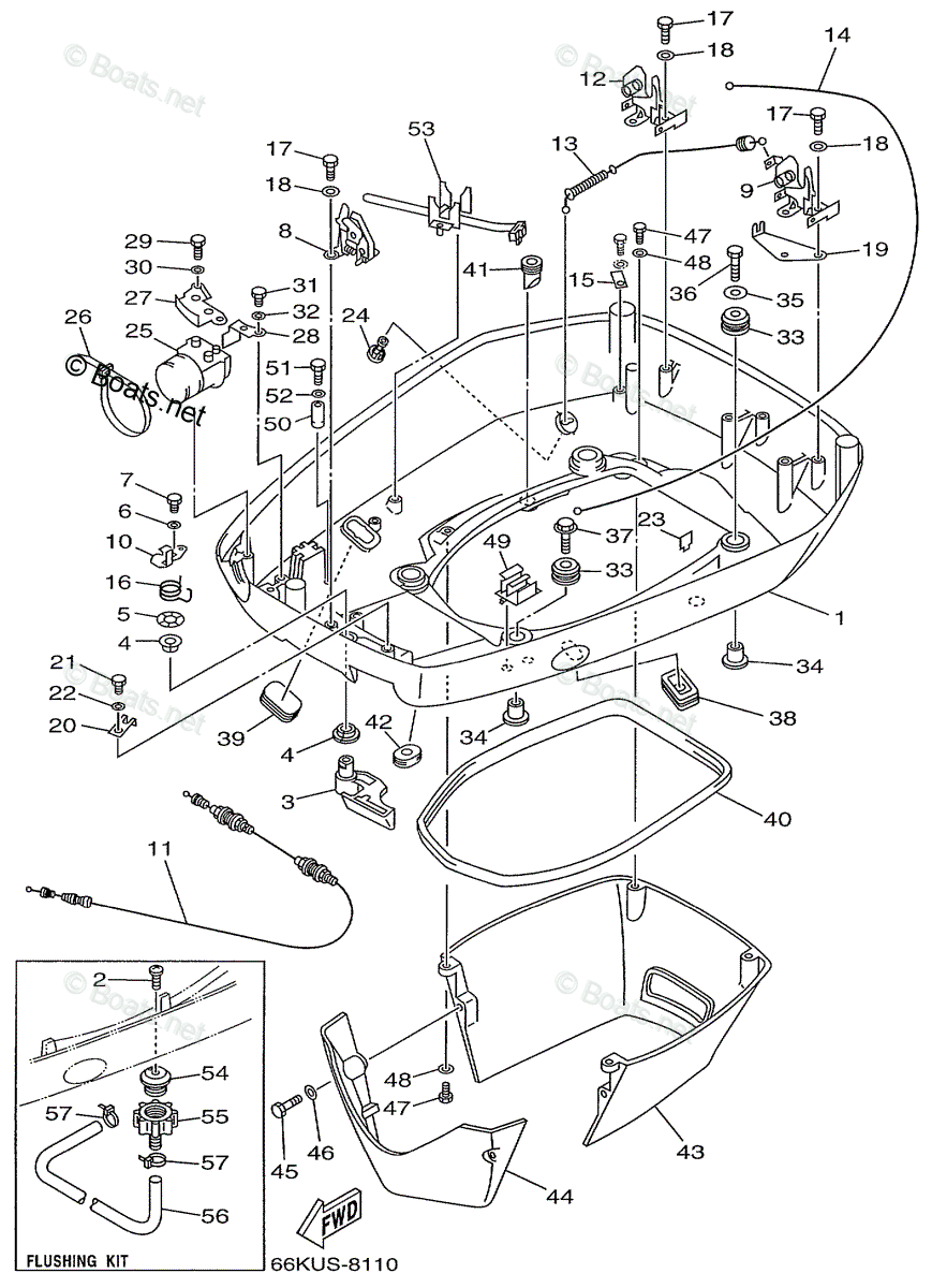 Yamaha Outboard 1999 OEM Parts Diagram for Bottom Cowling | Boats.net
