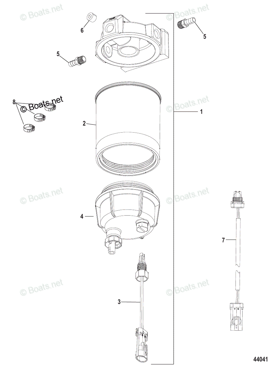 Mercury Outboard 150HP OEM Parts Diagram for Water Separator Filter Kit ...