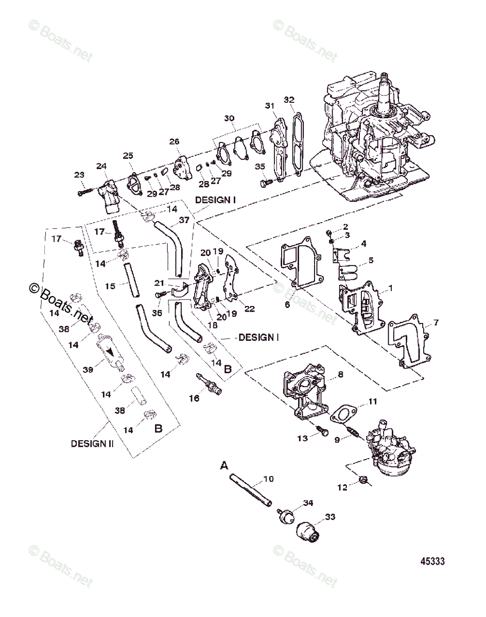 Force Outboard 1996 OEM Parts Diagram for Fuel and Recirculation System ...