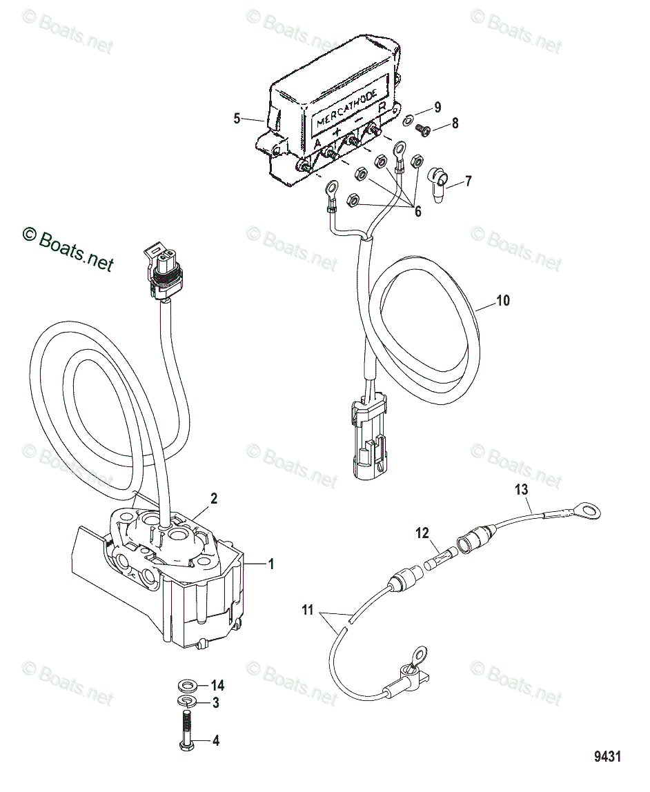 Mercruiser Sterndrive Outdrives OEM Parts Diagram for Mercathode Kit ...