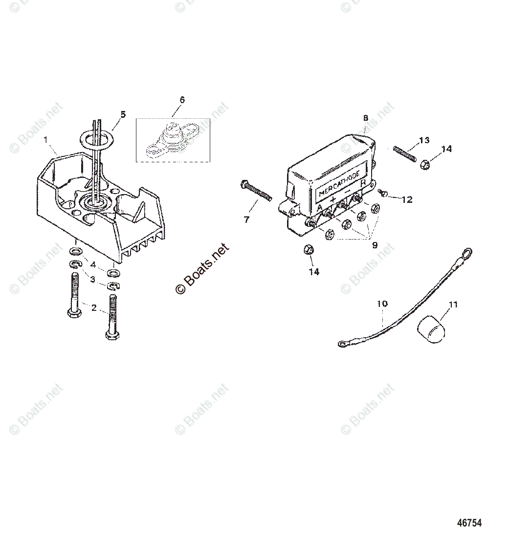 Mercruiser Sterndrive Gas Engines OEM Parts Diagram for Mercathode ...