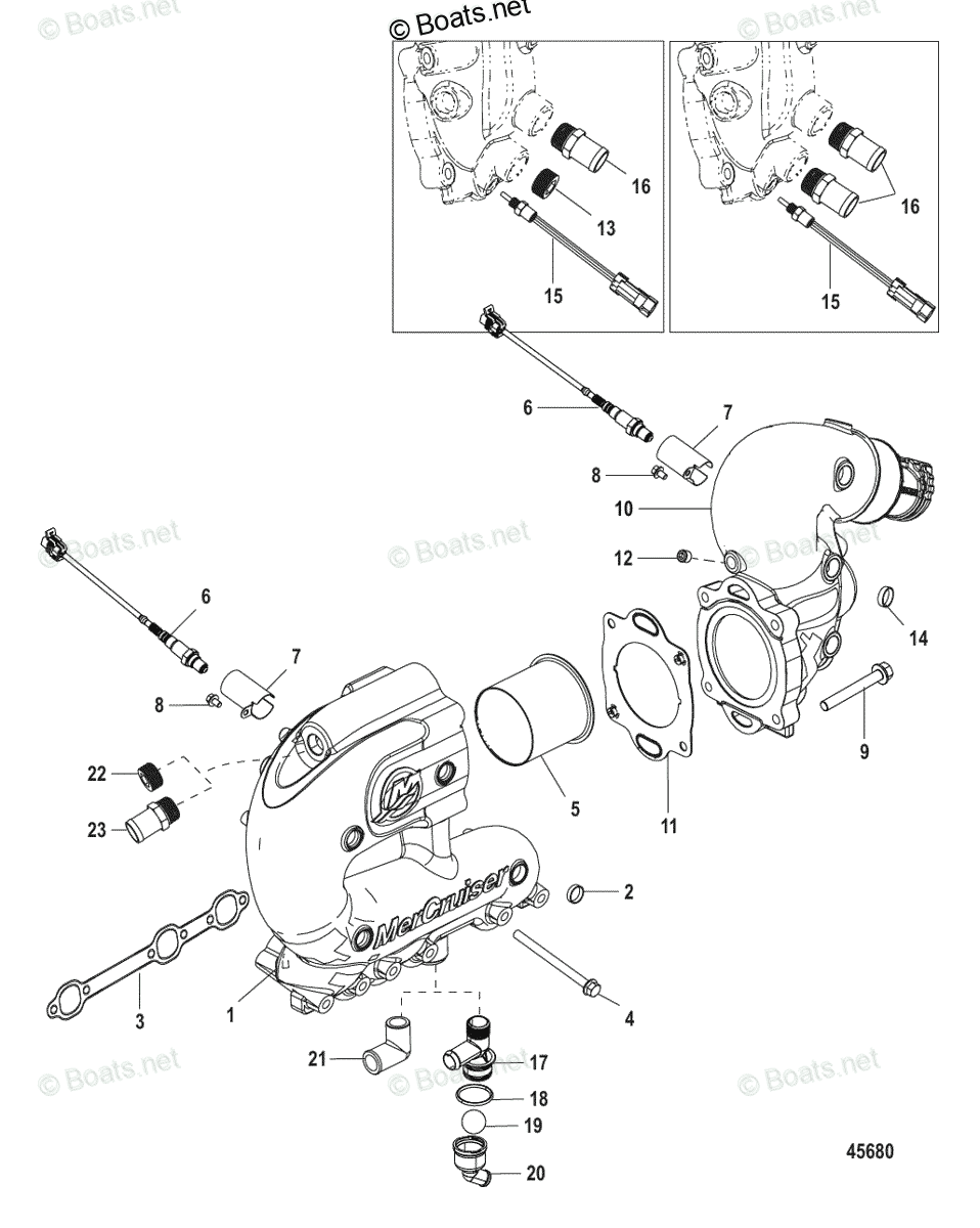 Mercruiser Sterndrive Gas Engines OEM Parts Diagram for Exhaust ...