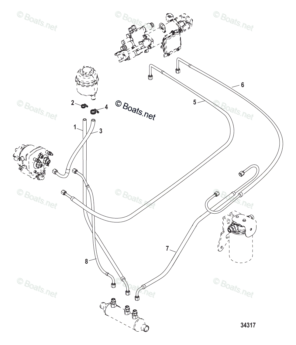 Mercruiser Sterndrive Gas Engines OEM Parts Diagram for AXIUS Steering ...