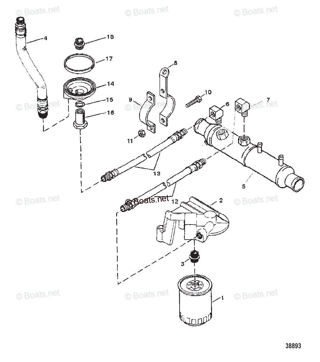 Mercruiser Sterndrive Gas Engines OEM Parts Diagram for OIL FILTER AND ...