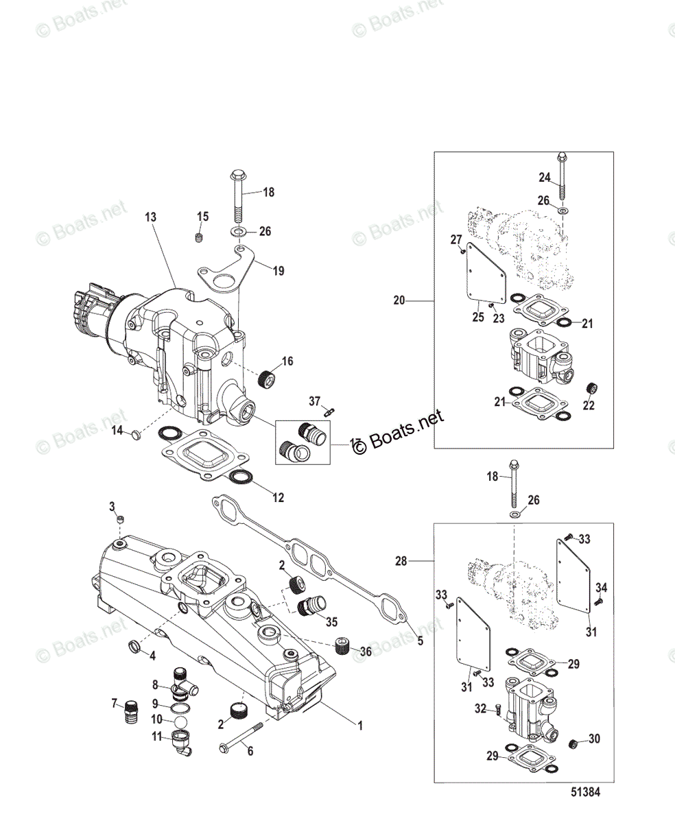 Mercruiser Sterndrive Gas Engines OEM Parts Diagram for Exhaust ...