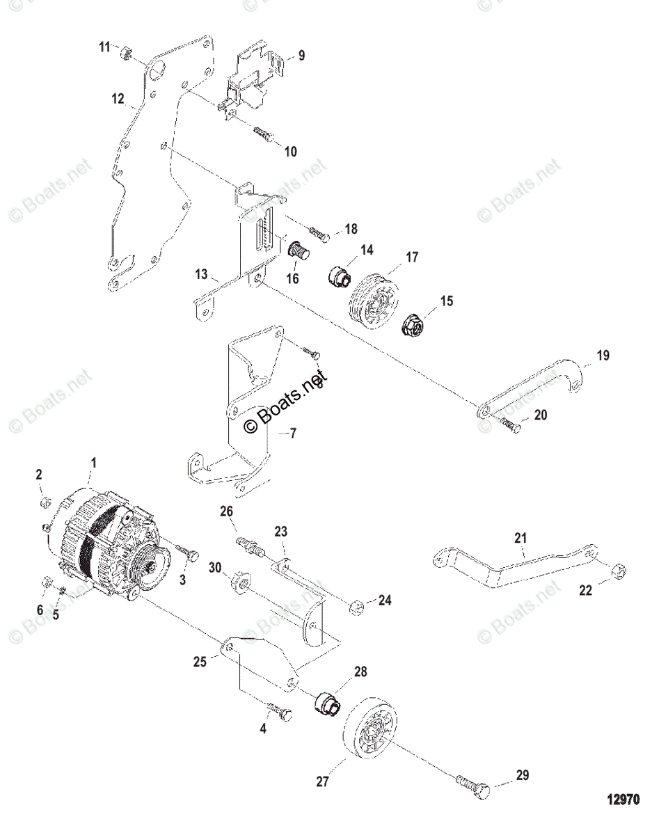 Mercruiser Sterndrive Gas Engines OEM Parts Diagram for Alternator and ...