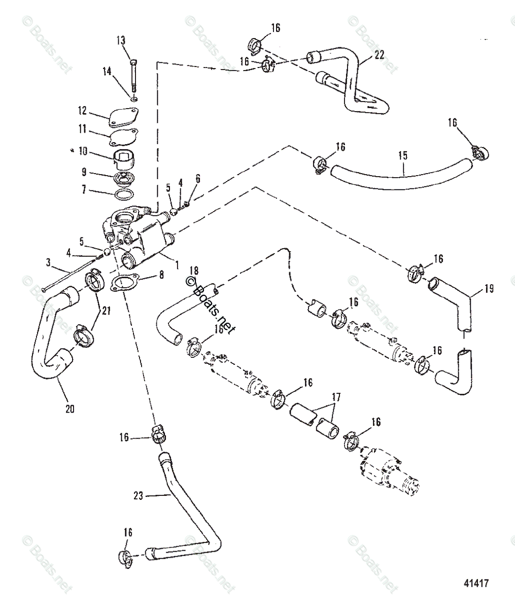 Mercruiser Inboard Gas Engines OEM Parts Diagram for THERMOSTAT HOUSING ...