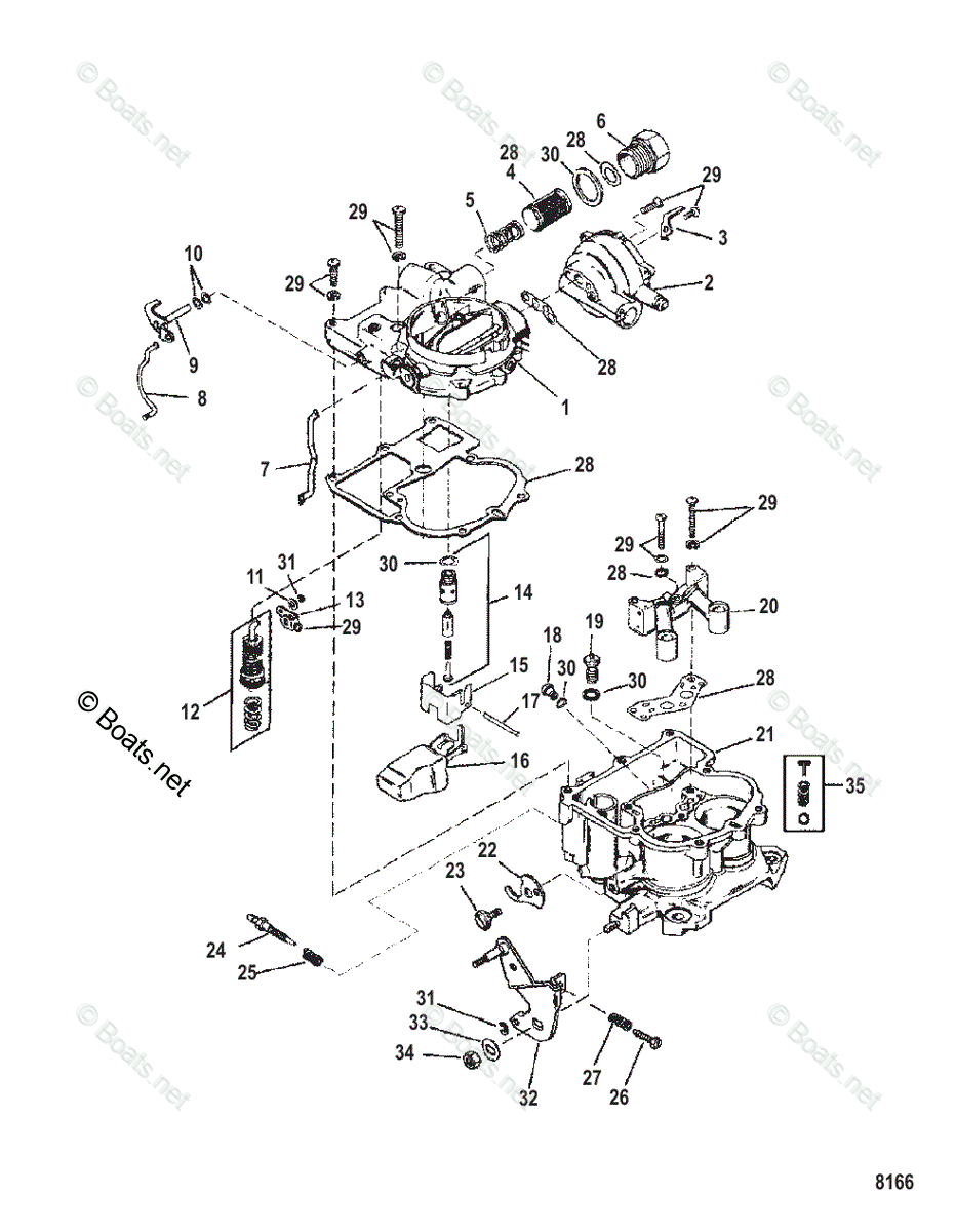 Mercruiser Sterndrive Gas Engines OEM Parts Diagram for Carburetor ...