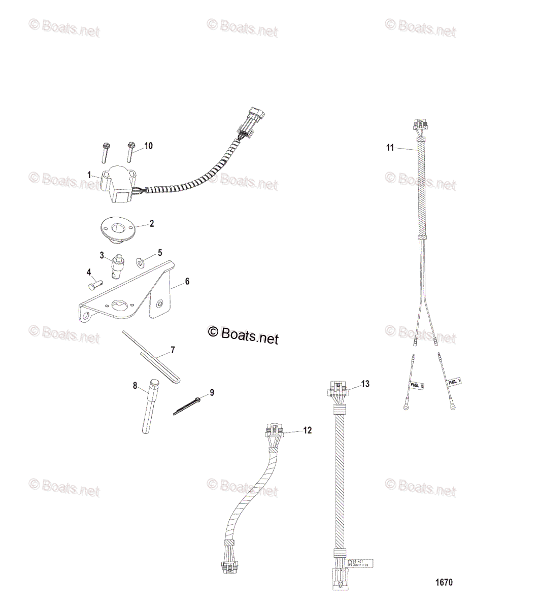 Mercruiser Inboard Gas Engines OEM Parts Diagram for SMARTCRAFT SENSORS ...