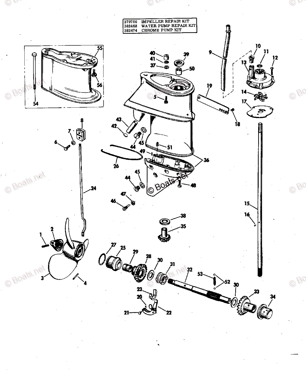 Johnson Outboard 1973 OEM Parts Diagram for Gearcase | Boats.net