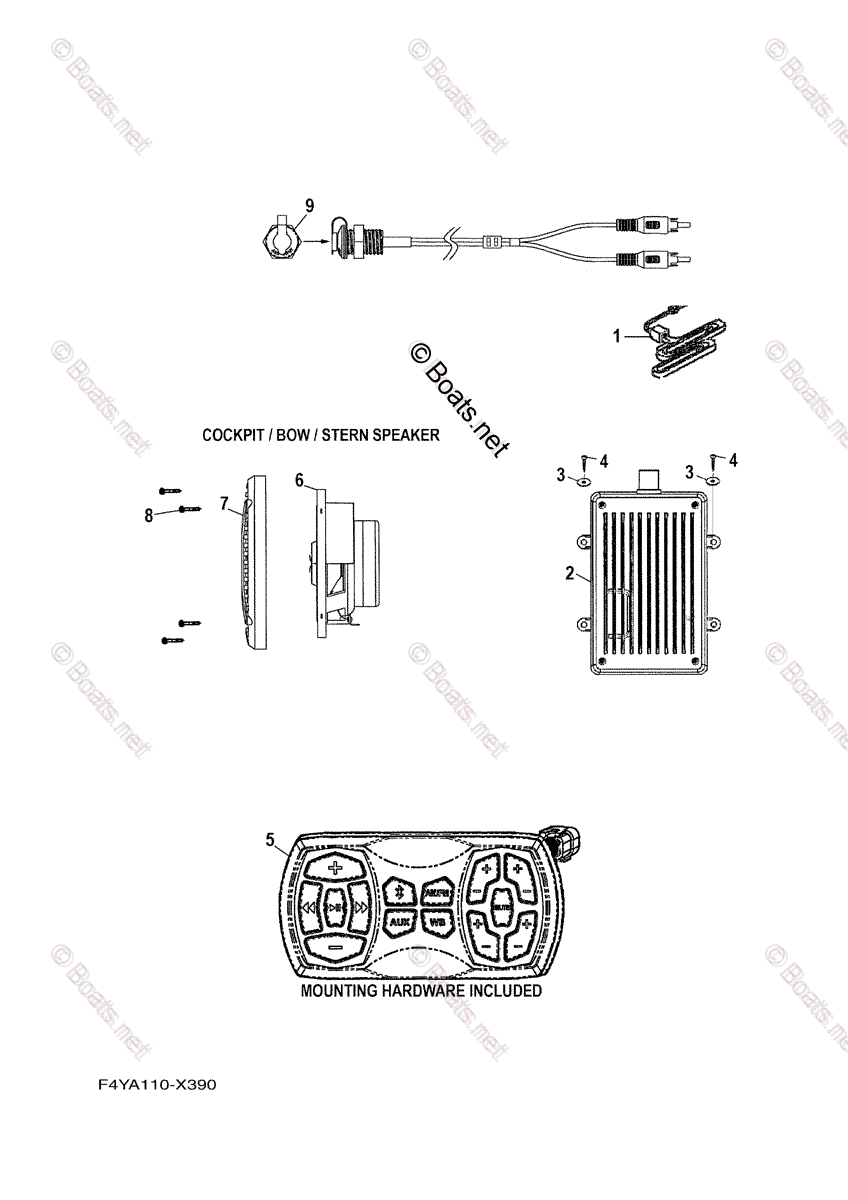 Yamaha Boats 2022 OEM Parts Diagram for Stereo Equipment | Boats.net