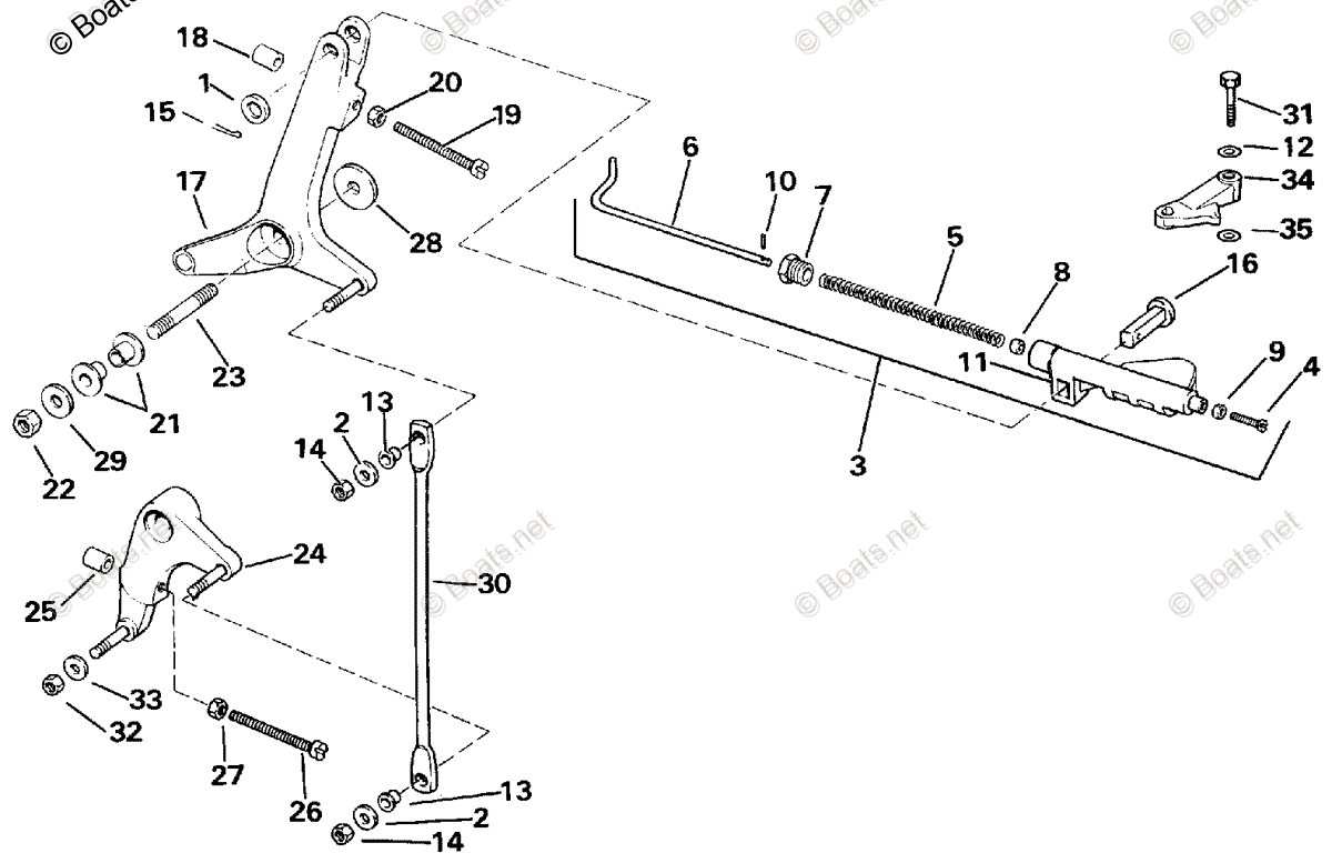 Johnson Outboard 1993 OEM Parts Diagram for THROTTLE LINKAGE | Boats.net