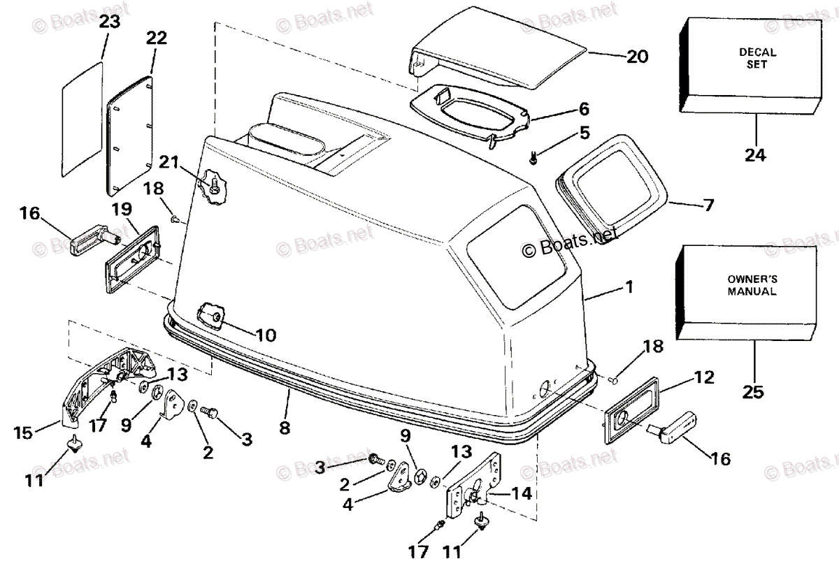 Johnson Outboard 1987 OEM Parts Diagram for Engine Cover - Evinrude ...