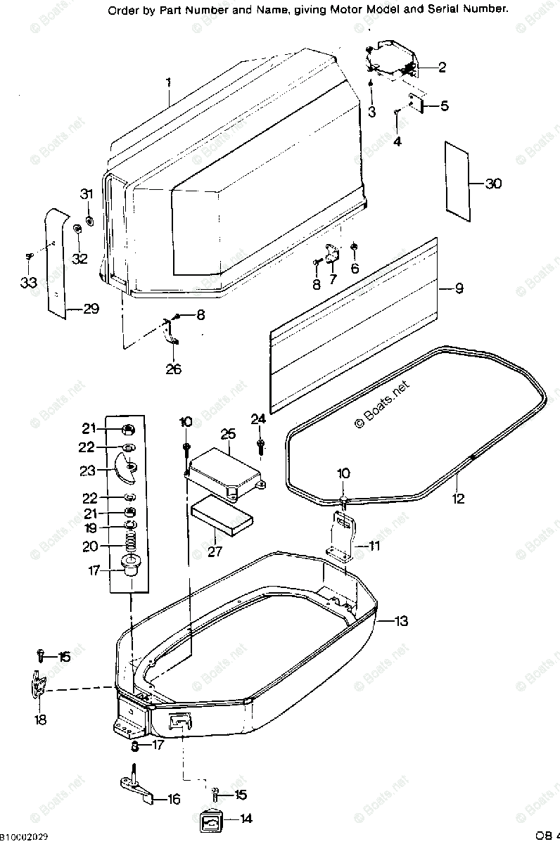 Force Outboard 1986 OEM Parts Diagram for ENGINE COVER AND SUPPORT ...