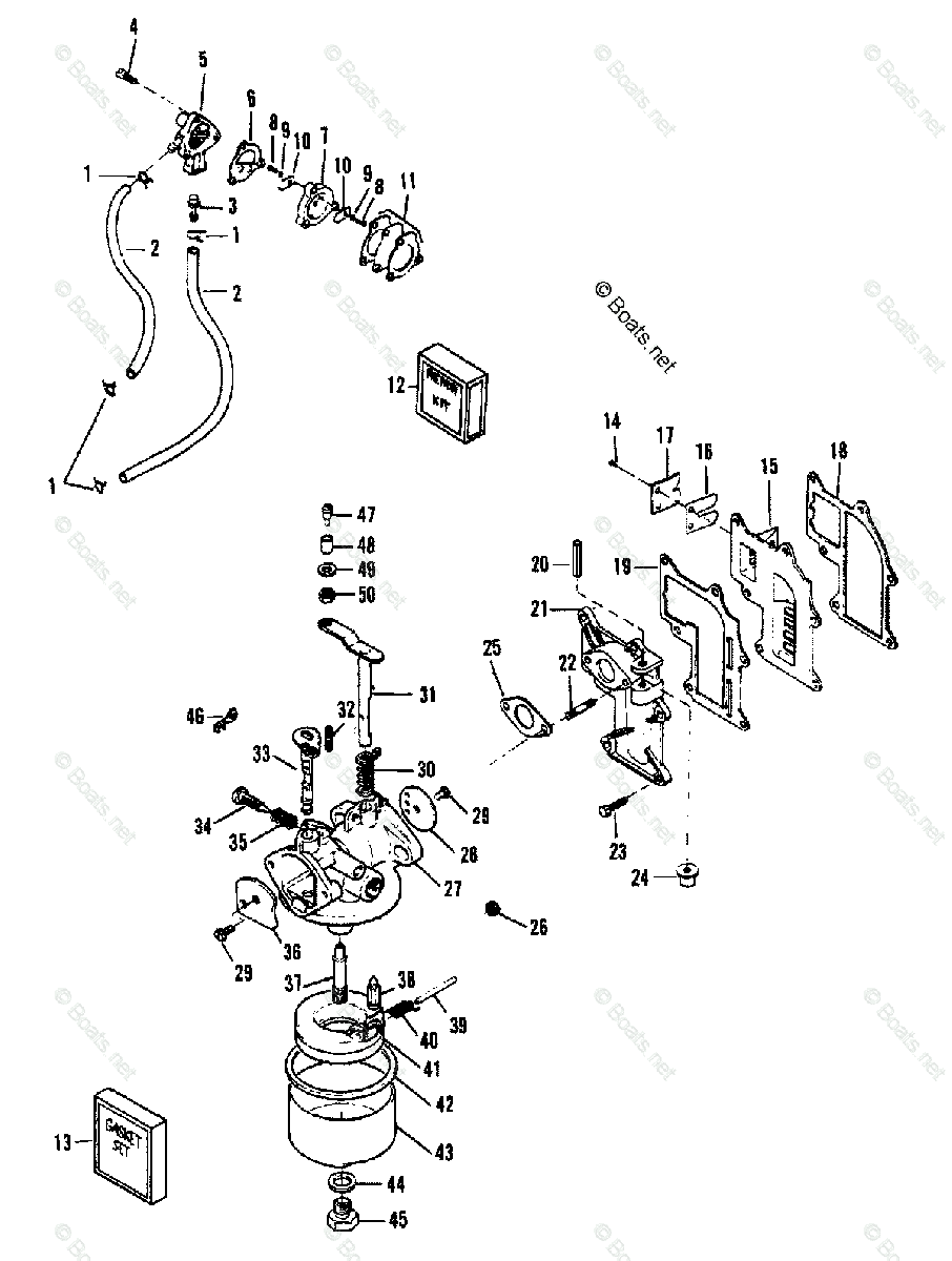 Force Outboard 1987 OEM Parts Diagram for CARBURETOR (9.9 & 15) (84A ...