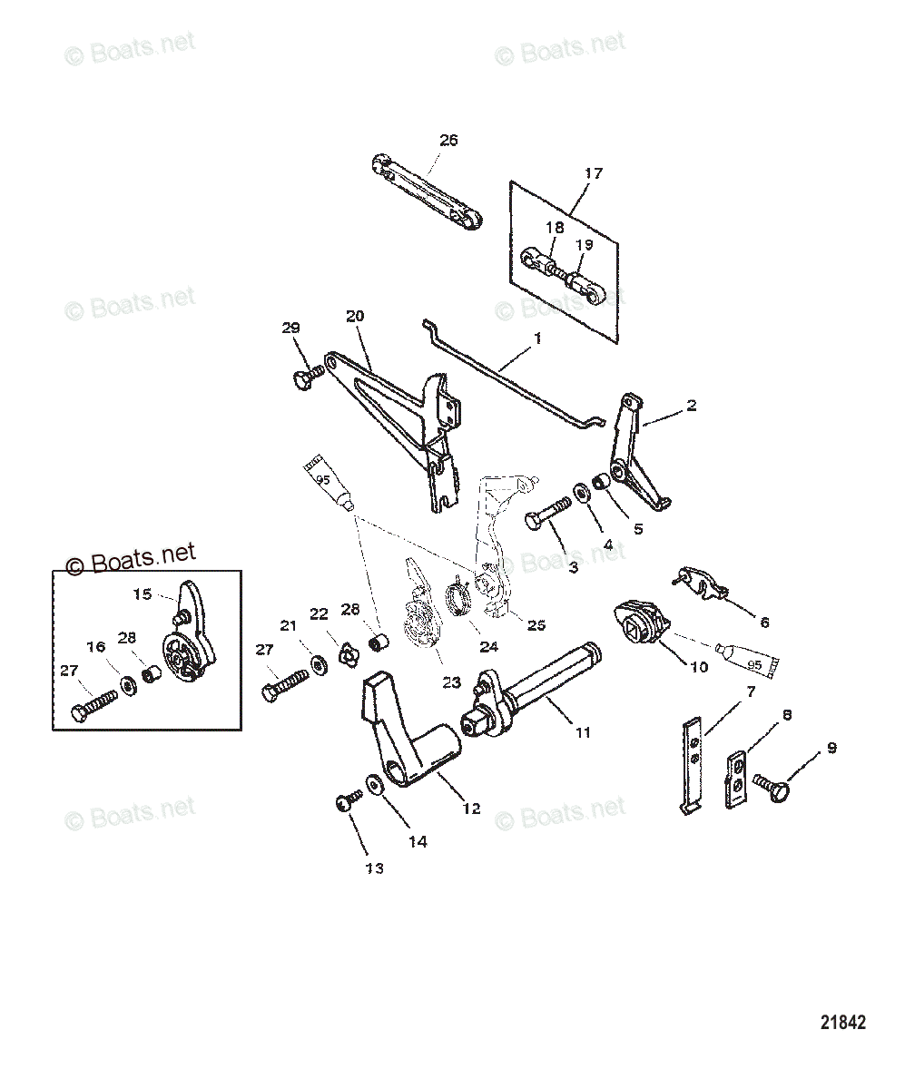 Mariner Outboard 1995 OEM Parts Diagram for Throttle and Shift Linkage ...