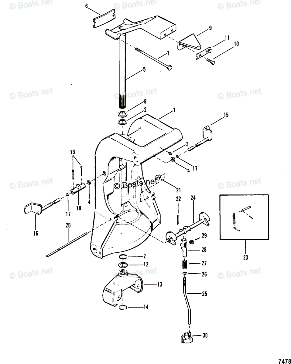 Mariner Outboard 1987 OEM Parts Diagram for Swivel Bracket and Reverse ...