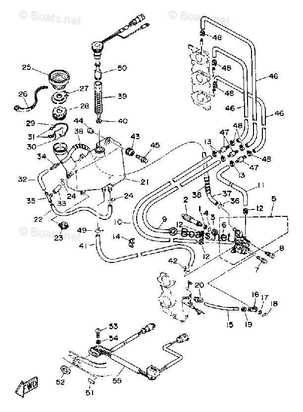 Yamaha Outboard 1992 OEM Parts Diagram for Oil Pump Tank | Boats.net