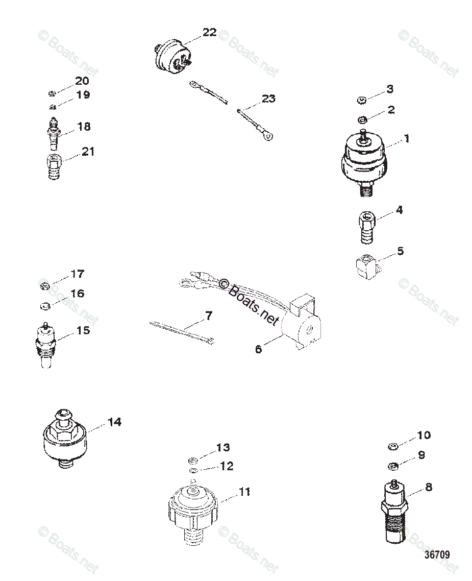 Mercruiser Sterndrive Gas Engines OEM Parts Diagram for SENDERS AND ...