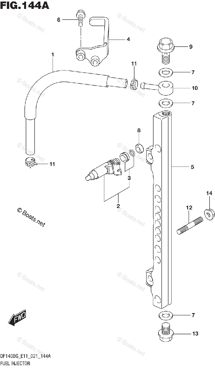 Suzuki Outboard 2021 OEM Parts Diagram for FUEL INJECTOR (E11) | Boats.net