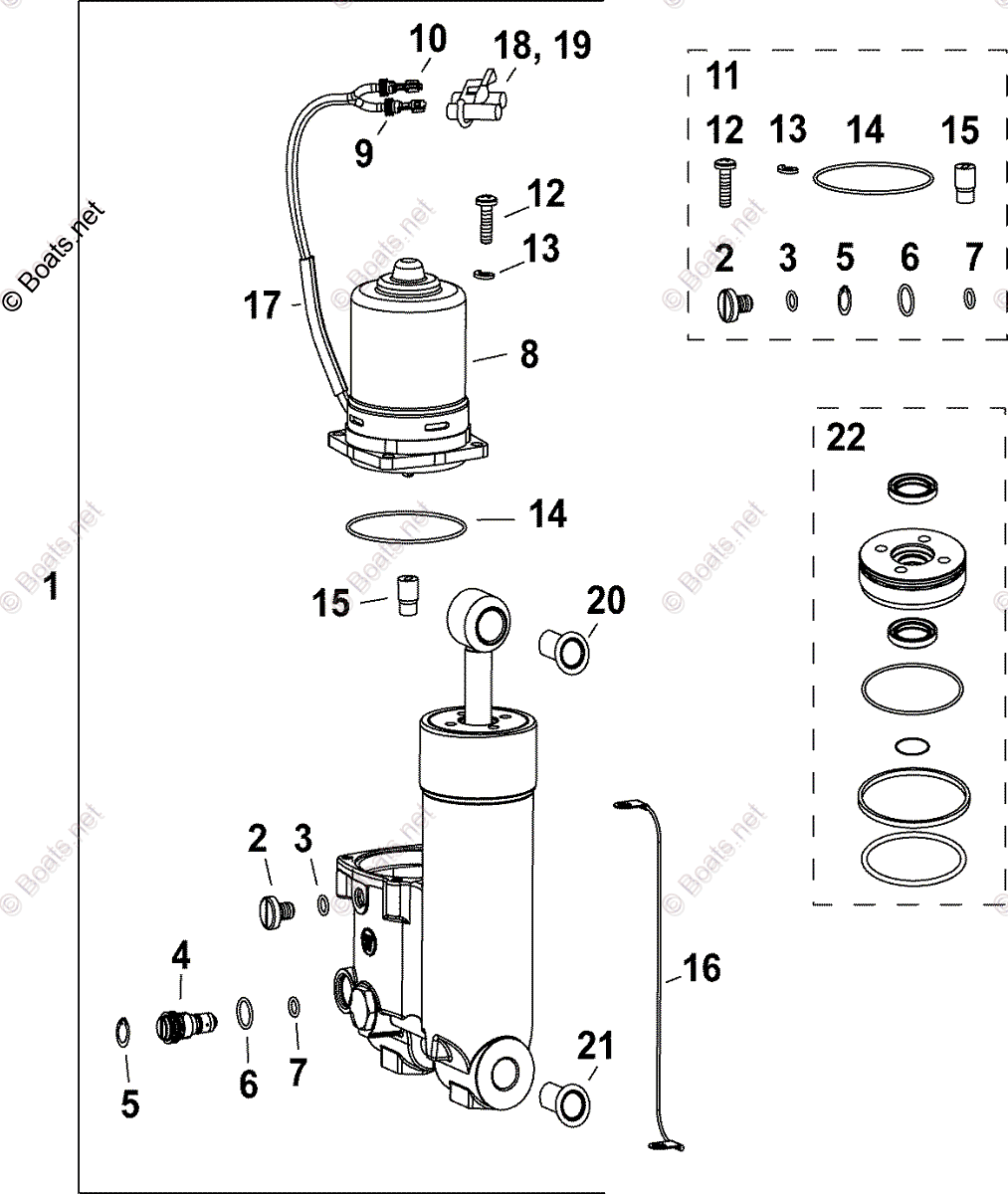 Evinrude Outboard AB Model OEM Parts Diagram for Trim & Tilt Hydraulic ...
