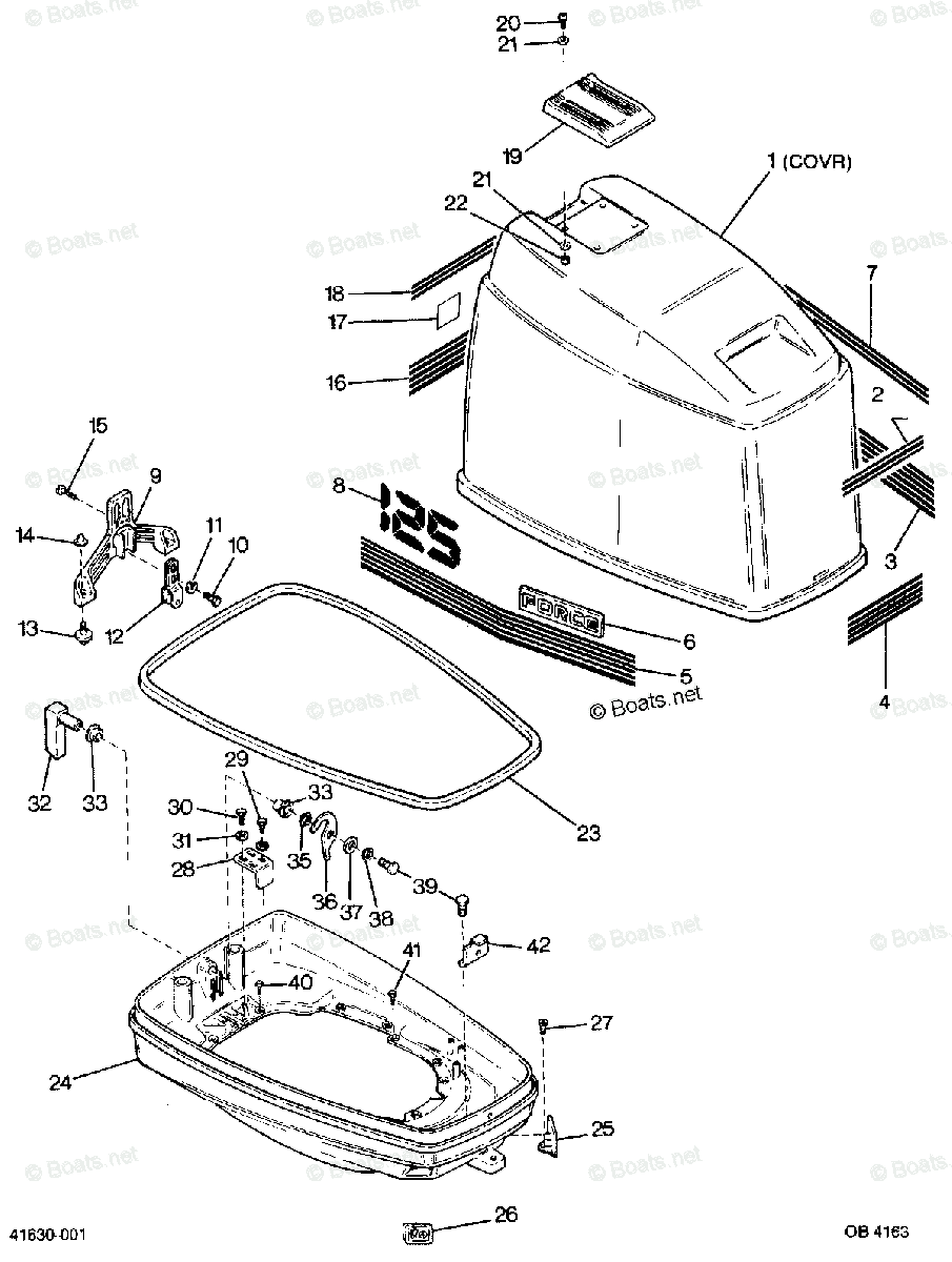 Force Outboard 1987 OEM Parts Diagram for ENGINE COVER AND SUPPORT ...