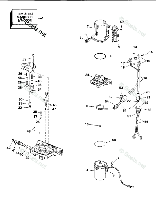 OMC Quiet Rider 150HP OEM Parts Diagram for Power Trim/Tilt - Quiet ...