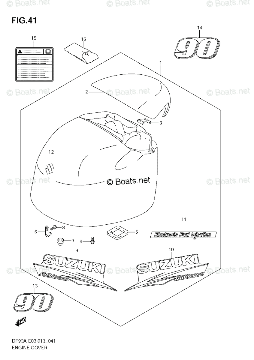 Suzuki Outboard 2013 OEM Parts Diagram for ENGINE COVER (DF90A E3) | Boats.net