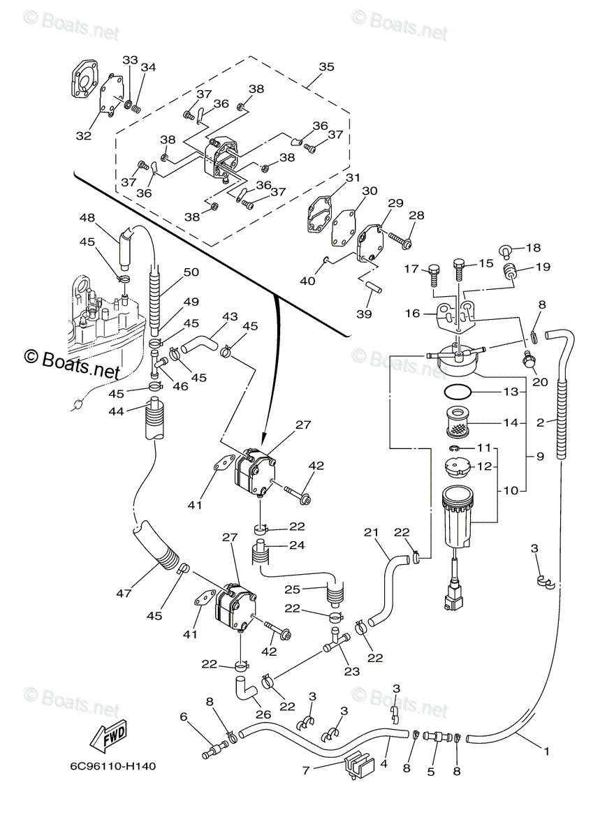 Yamaha Outboard 2008 OEM Parts Diagram for Fuel | Boats.net