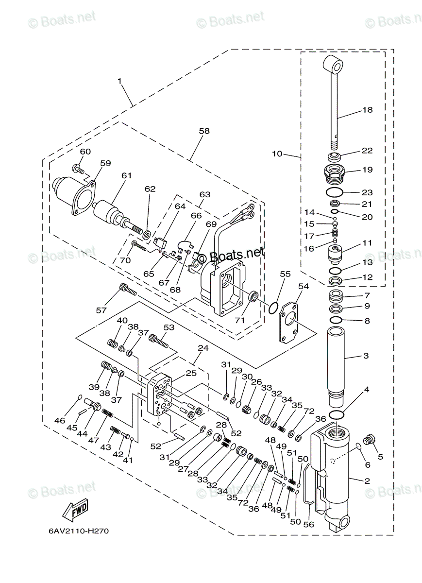 Yamaha Outboard 2014 OEM Parts Diagram for Power Tilt Assy | Boats.net