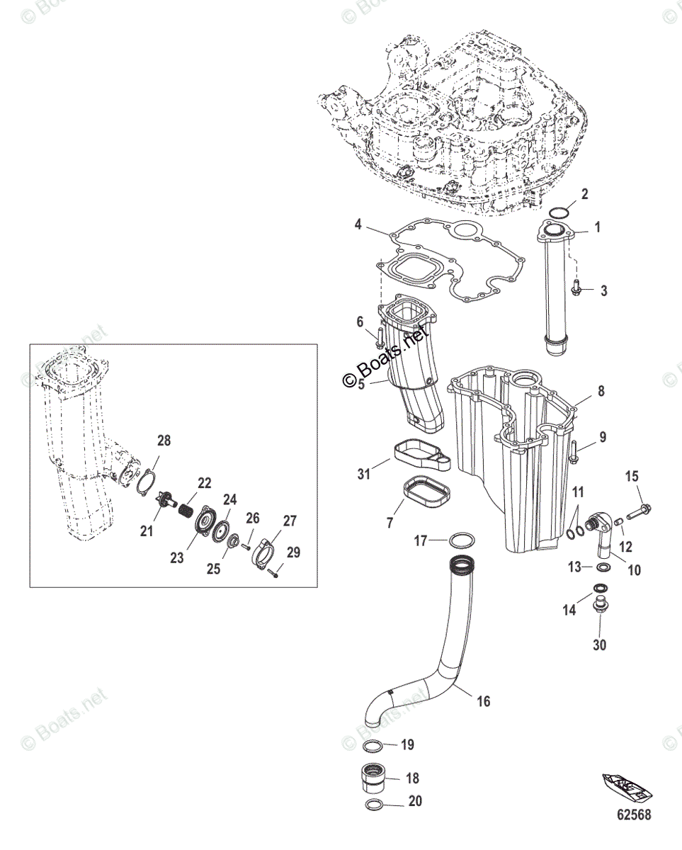 Mercury Outboard 350HP OEM Parts Diagram for Adapter Plate-Lower ...