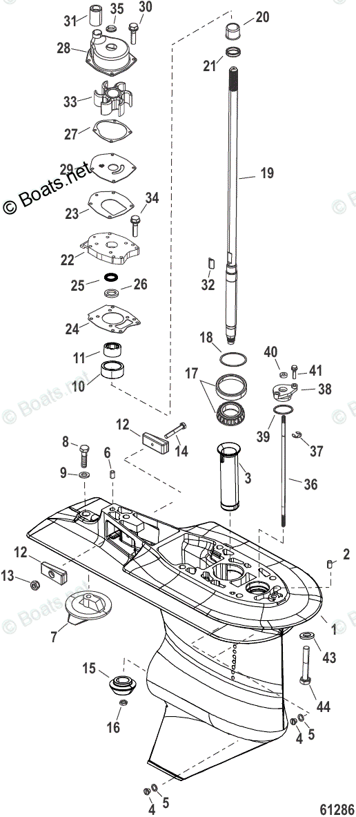 Mercury Outboard 50HP OEM Parts Diagram for Gear Housing, Driveshaft ...