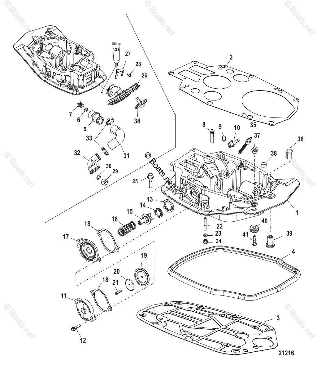 Mercury Outboard 300HP OEM Parts Diagram for Exhaust Plate | Boats.net